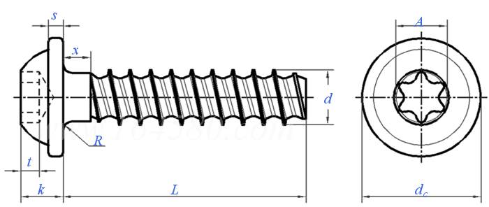 YJT 4025 (WN 5451)-塑料用梅花槽圆头带介自攻螺钉【DELTA PT 螺纹】- 易紧通
