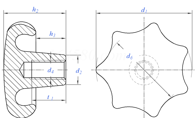 DIN 6336 (E) - 2008-星形把手 E型- 易紧通