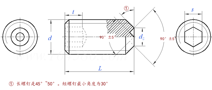 ASME B 18.3 (T14 CUP-E) - 2012-内六角凹端紧定螺钉 [Type E] (ASTM F912 / F880)- 易紧通