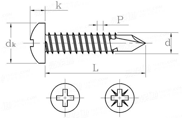 ISO 15481 - 1999Cross Recessed Pan Head Drilling Screws With Tapping ...
