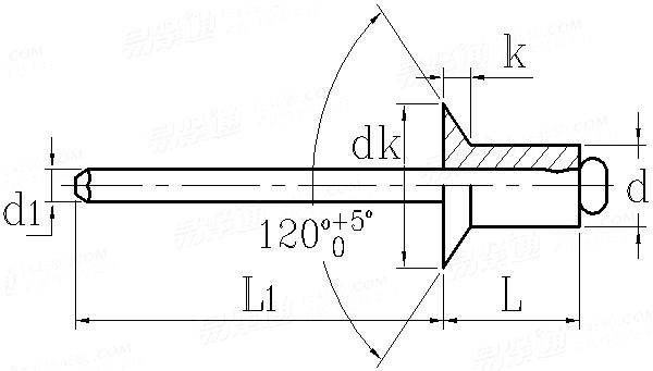 DIN 7337 (B) - 1991Break manderl blind rivets ，countersunk head