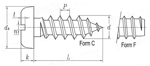 ISO 1481 - 1983Slotted pan head tapping screws