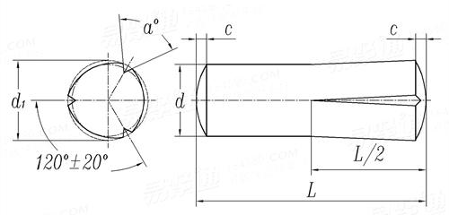 ISO 8745 - 1997Grooved Pins-Half-Length Taper Grooved